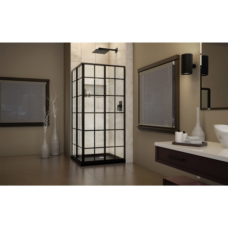 DreamLine French Corner 36" W x 36" D x 74.75" H Framed Square Shower Kit & Reviews | Wayfair